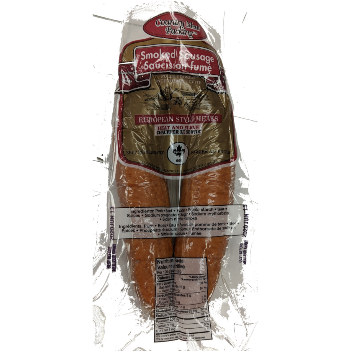 CMP Rookworst Pork/Beef(Smoked Sausage) ~400g – Continental Specialties ...